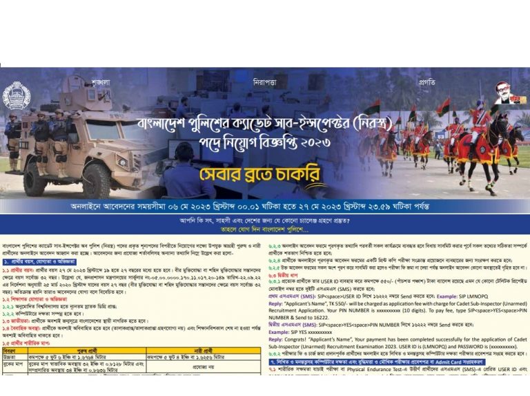 Bangladesh Police SI Job Circular 2023 - Jobs Test bd