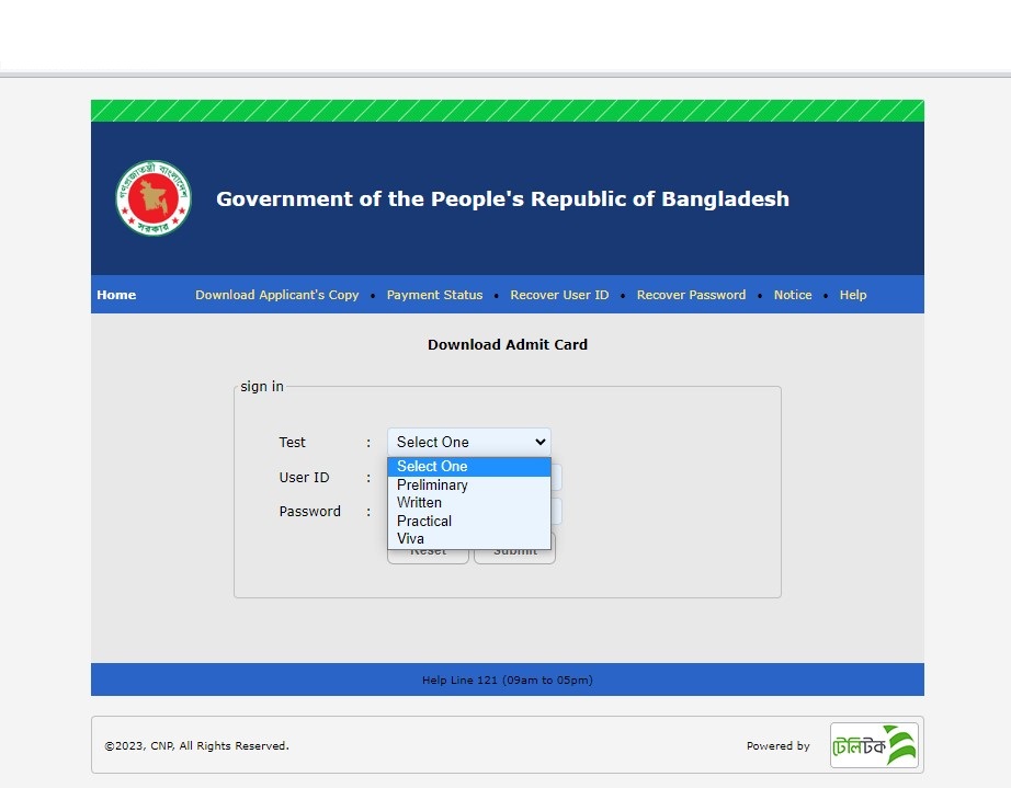 CNP Admit Card Download 2023 - Jobs Test bd