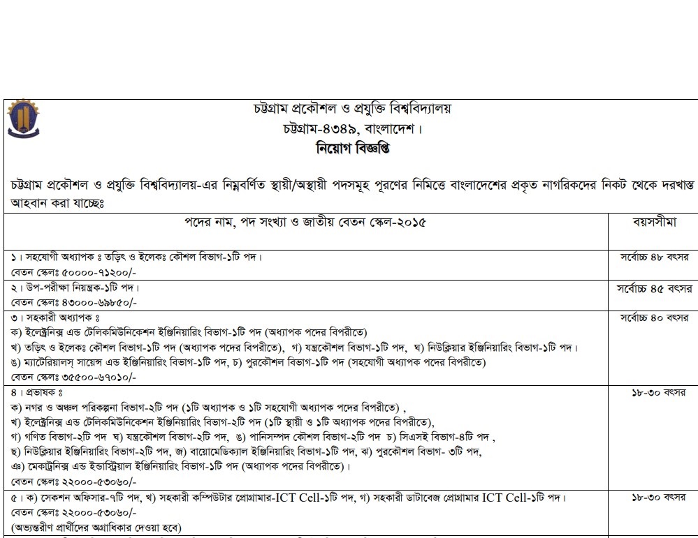 CUET Job Circular 2023 - Jobs Test bd