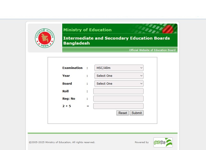HSC Exam Result - Jobs Test bd